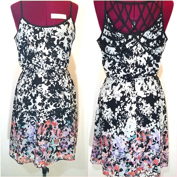 Studio Y | Dresses | Studio Y Strappy Back Floral Tie Dye Watercolor ...